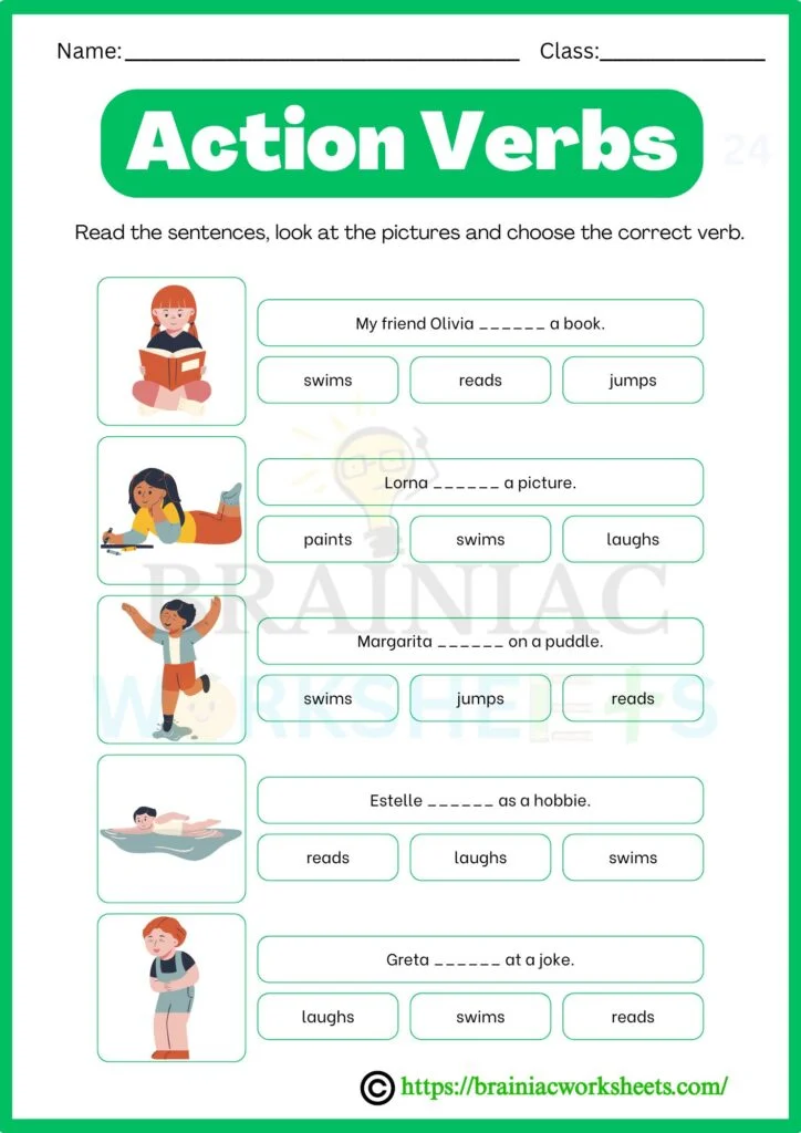 Action Verb Worksheets For 3rd Grade 13 Action Verb WorksheetsMaking