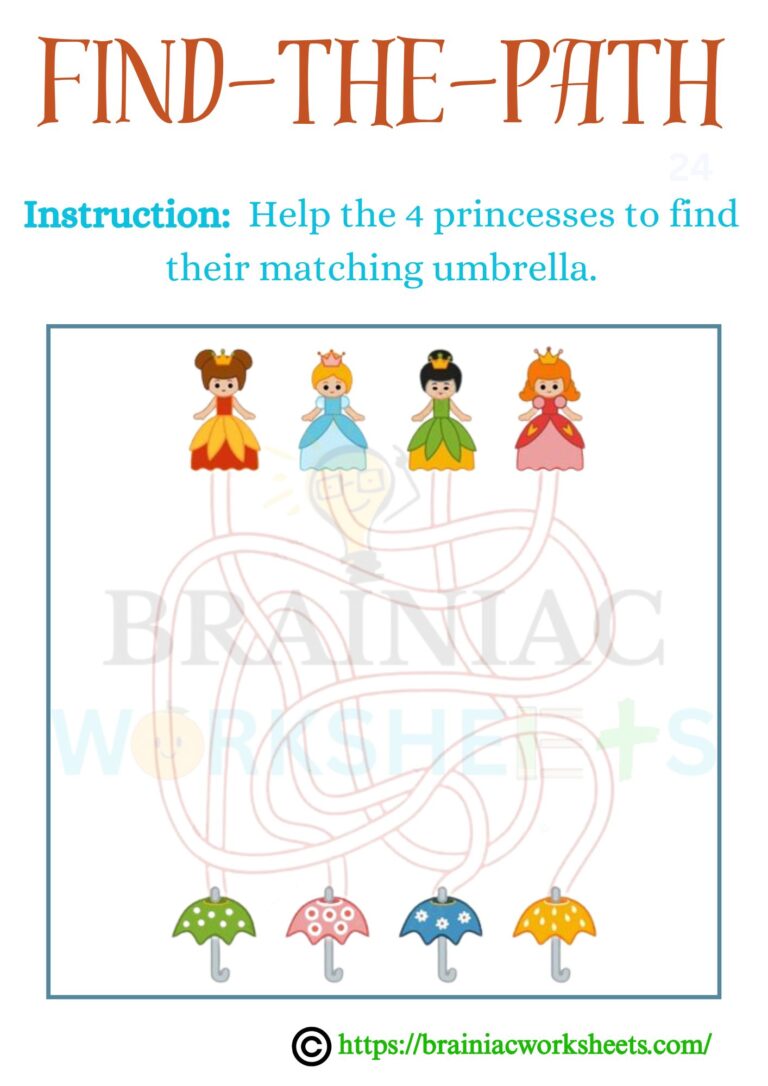 Find The Path Maze Worksheet For Class 1 - Brainiac Worksheets