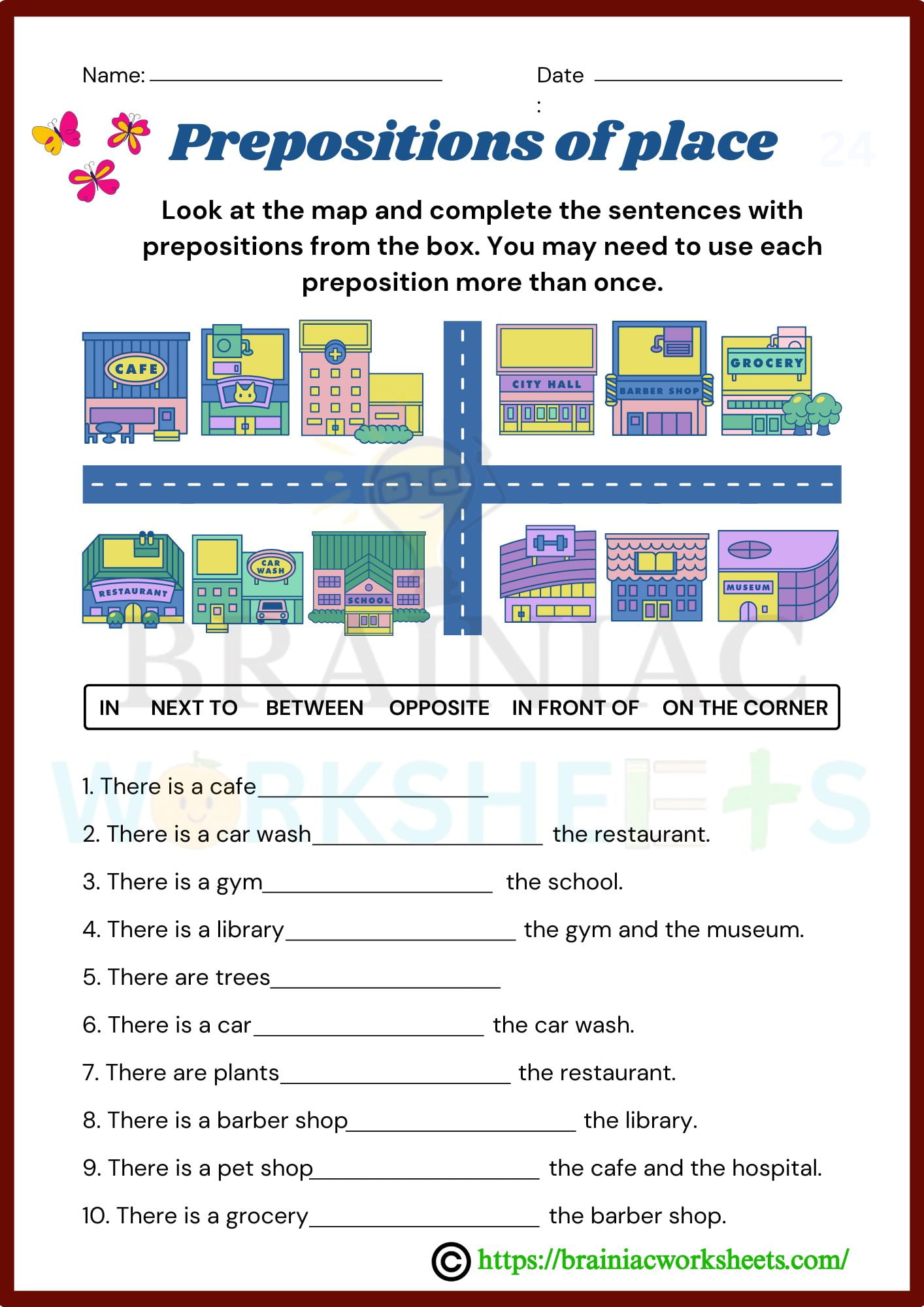 Grammar Worksheets For Grade 5 Prepositions