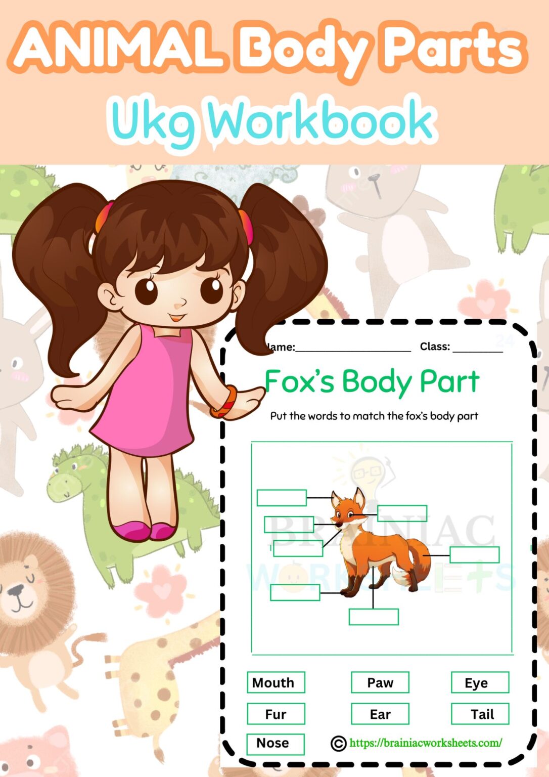Animal Body Parts Ukg Workbook - Brainiac Worksheets