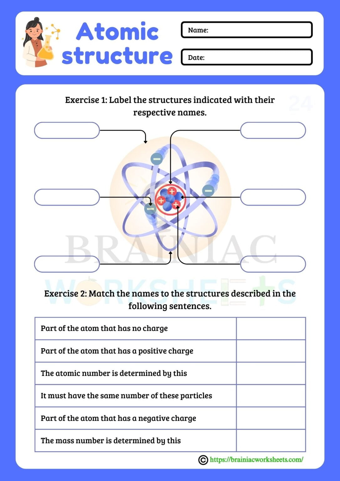 Atomic Structure Science Worksheet For Class 5 - Brainiac Worksheets