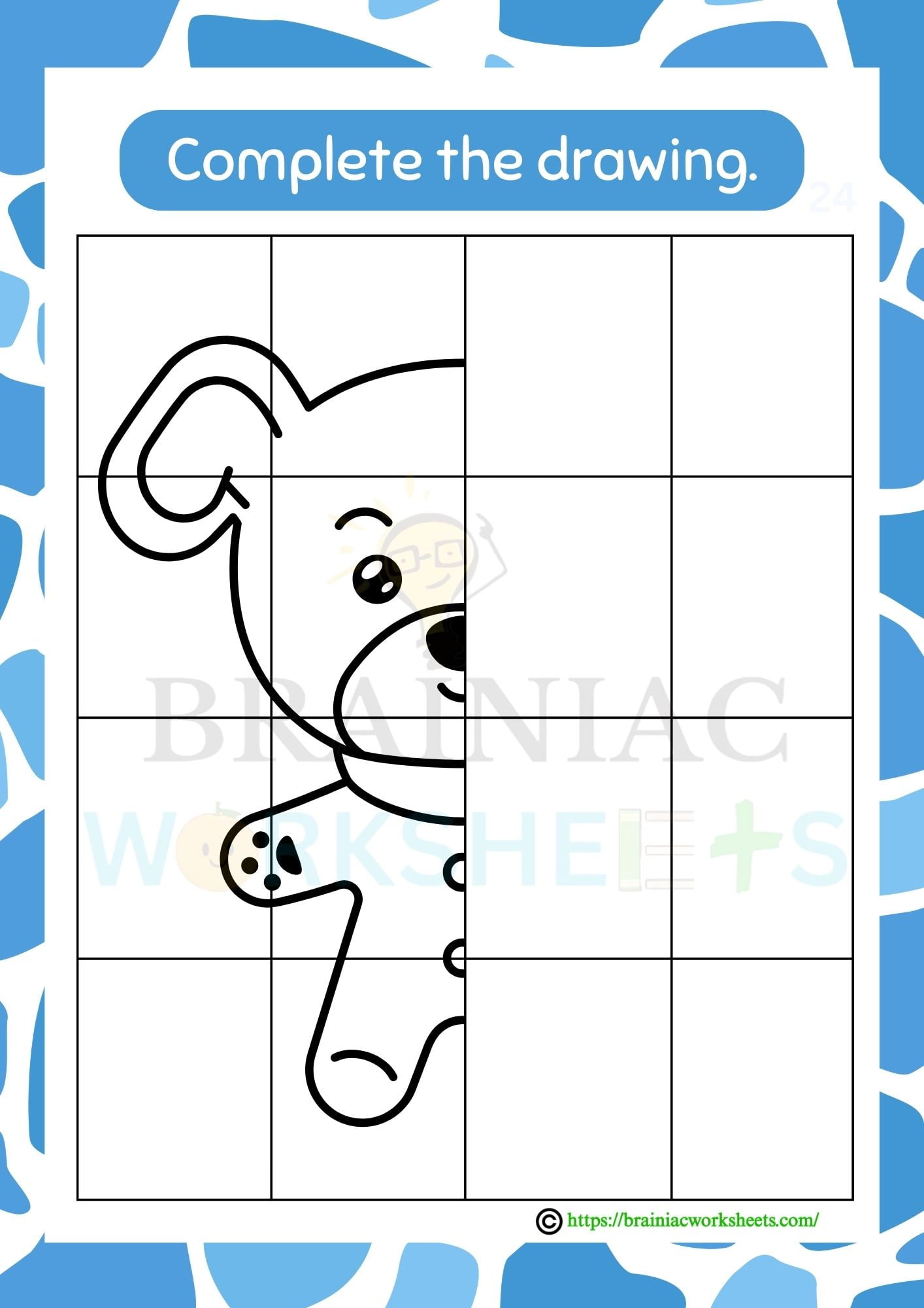 Complete the Symmetry Drawing Class 2 Worksheet PDF - Brainiac Worksheets