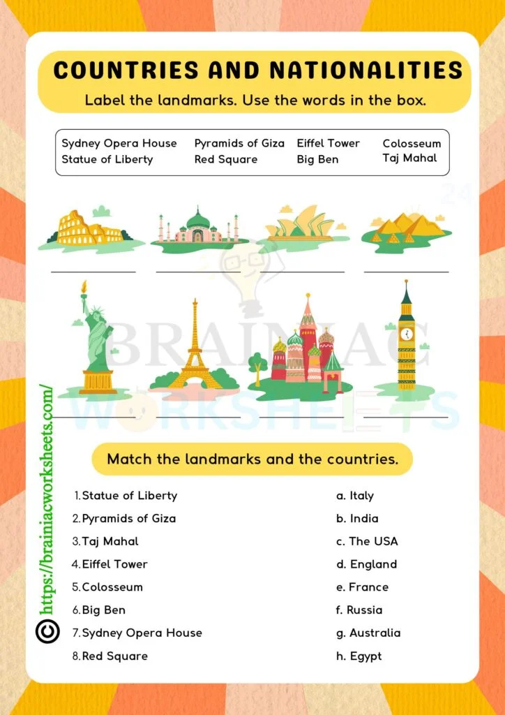 Landmarks Worksheet