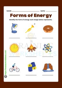 Forms of Energy Class 5 Science Worksheet - Brainiac Worksheets