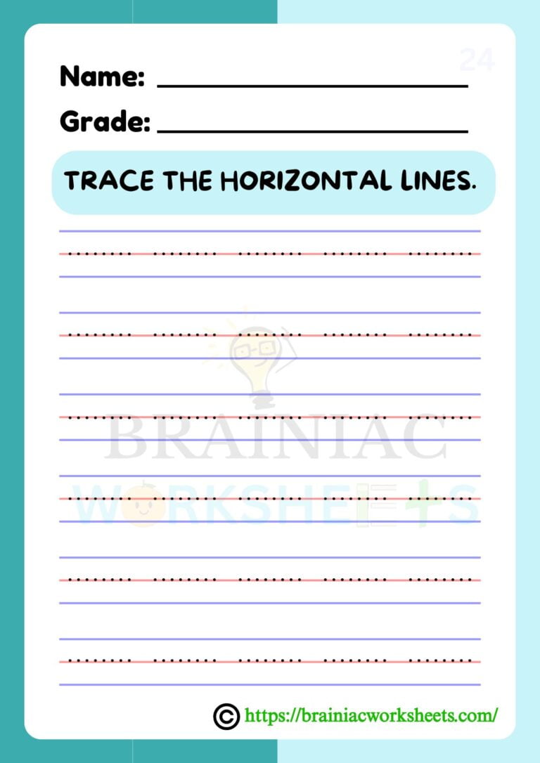 Lkg English Sleeping Line Tracing Worksheet - Brainiac Worksheets