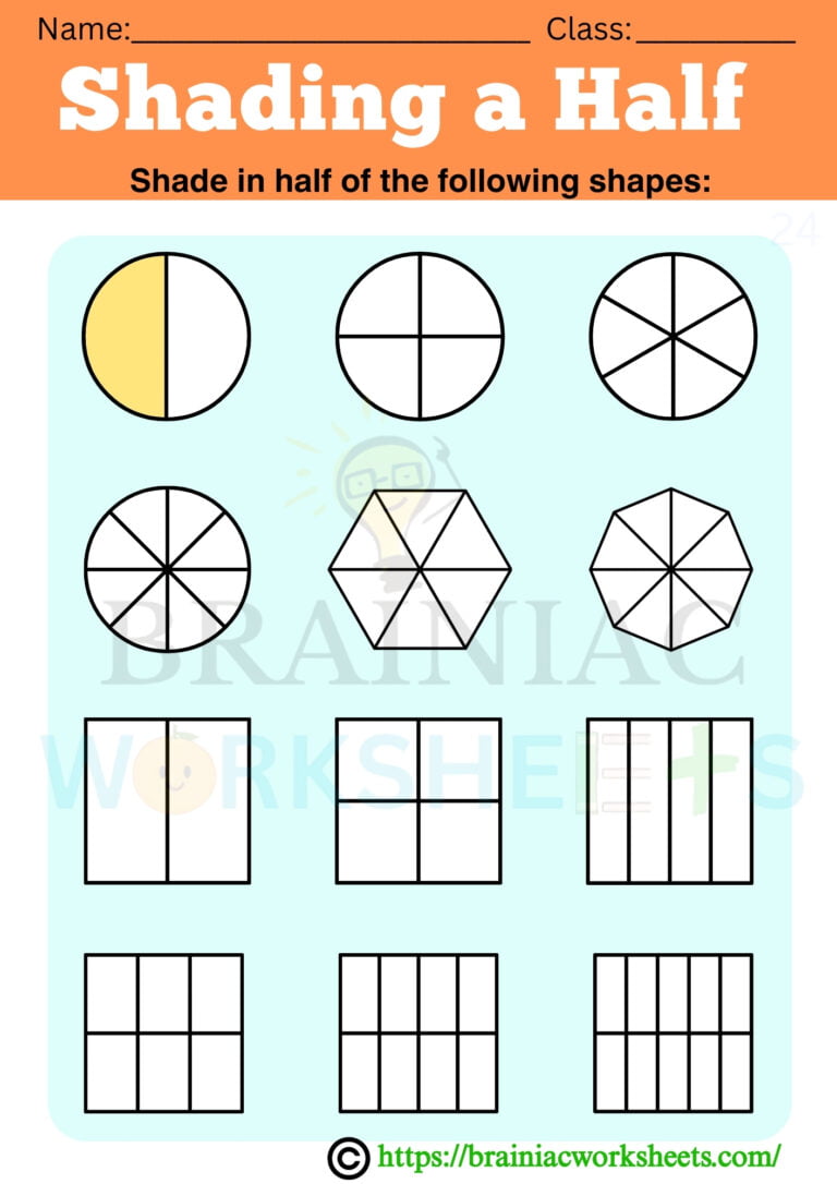 Shading Fraction Class 3 Maths Worksheet - Brainiac Worksheets