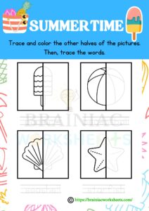 Easy Symmetry Drawing Summertime Ukg Worksheet - Brainiac Worksheets