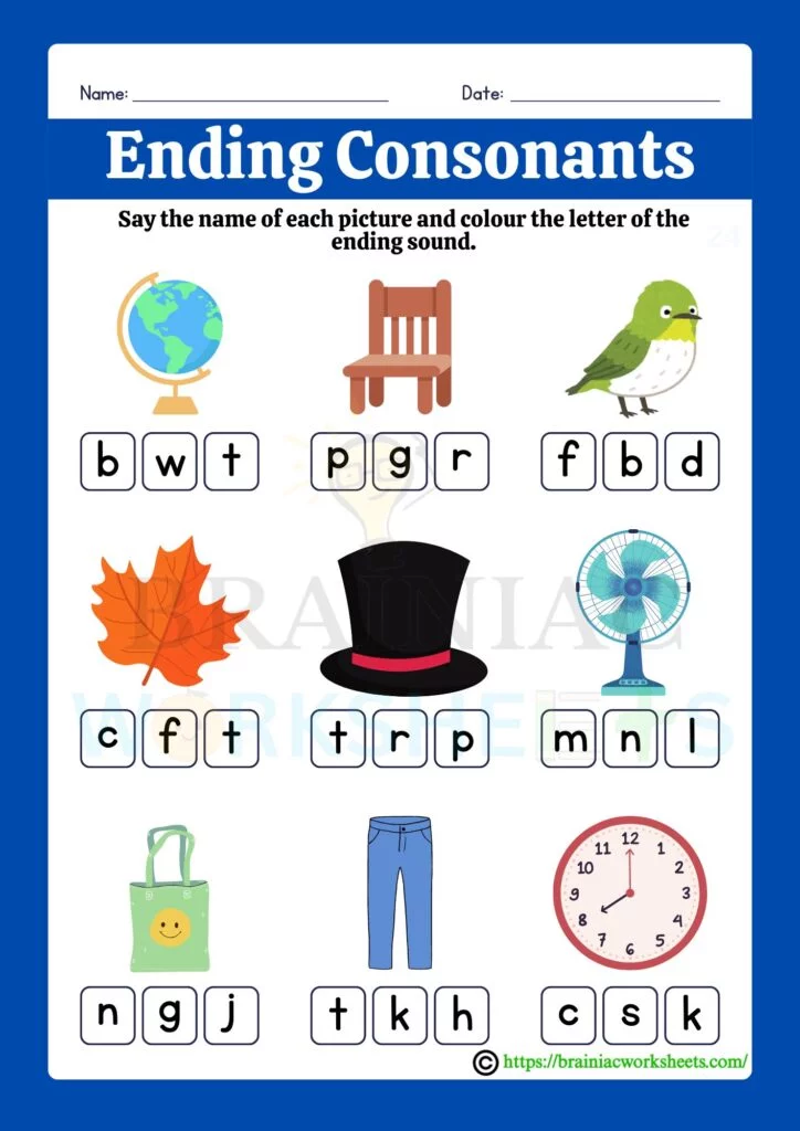 Ending Consonant Final Consonant Sounds Worksheets
