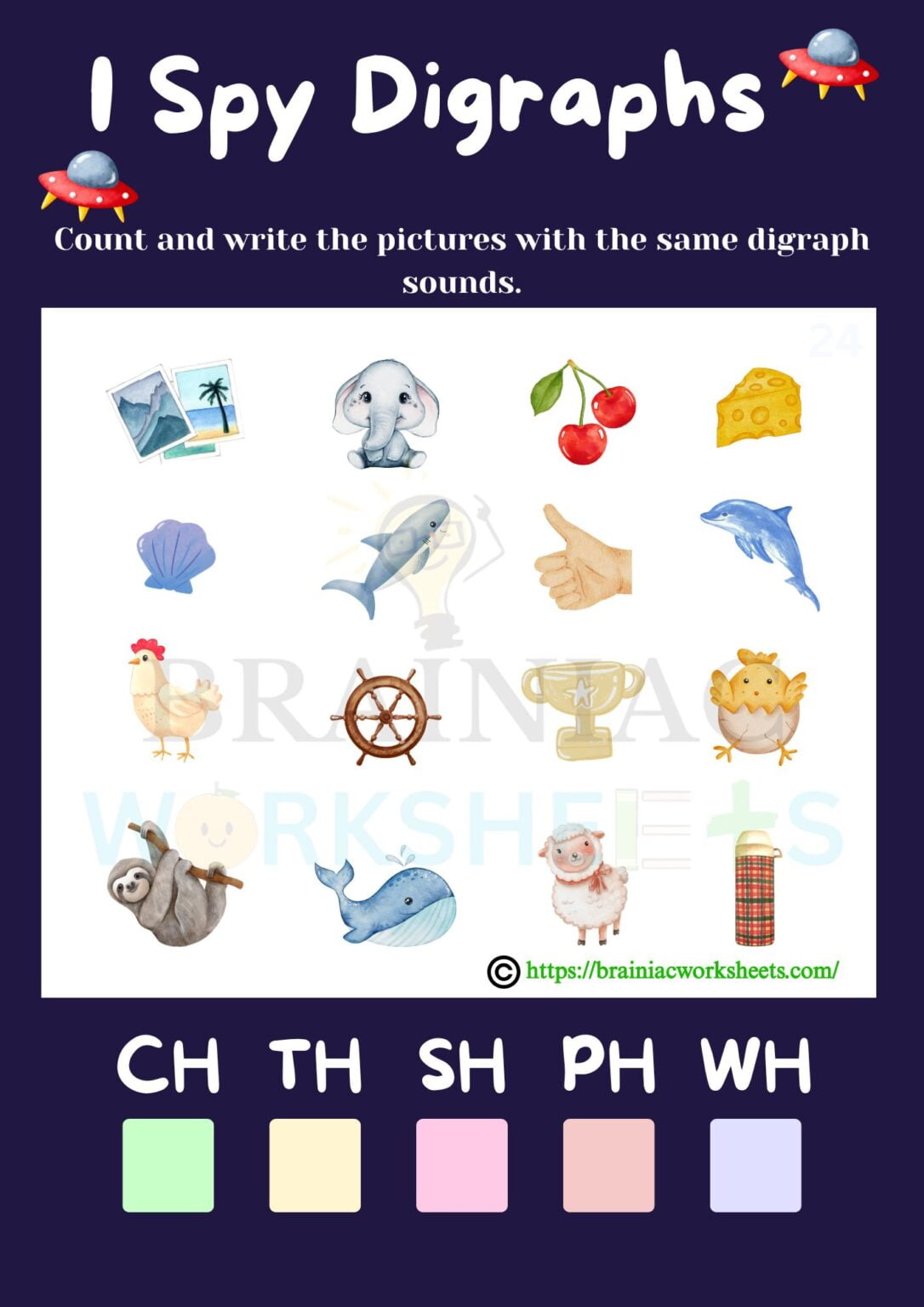 I Spy Digrapghs English Worksheet For Class 1 - Brainiac Worksheets