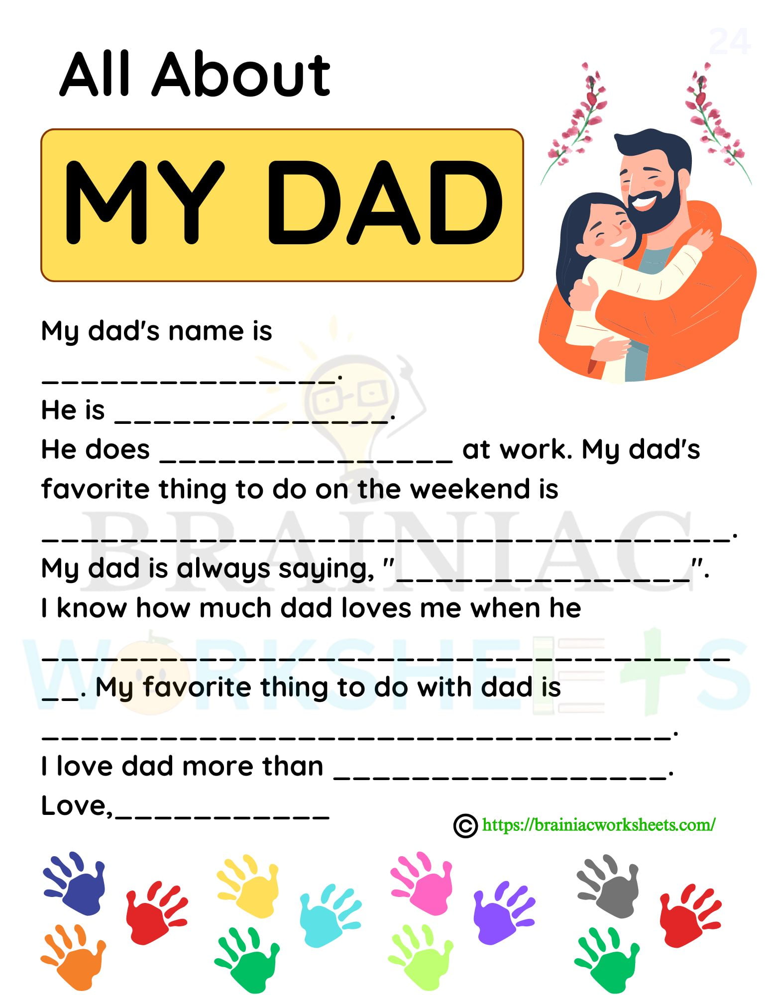 All About My DAD English Worksheet For Class 2 - Brainiac Worksheets