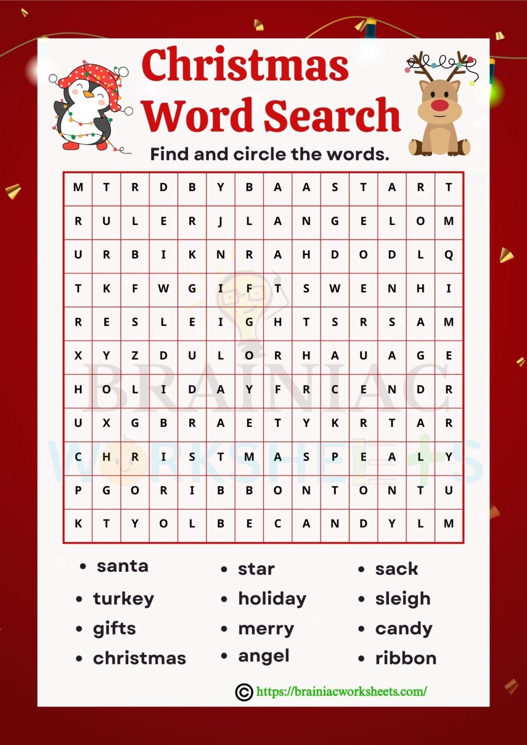 Christmas Word Search Vocabulary English Worksheet For Class 3 ...