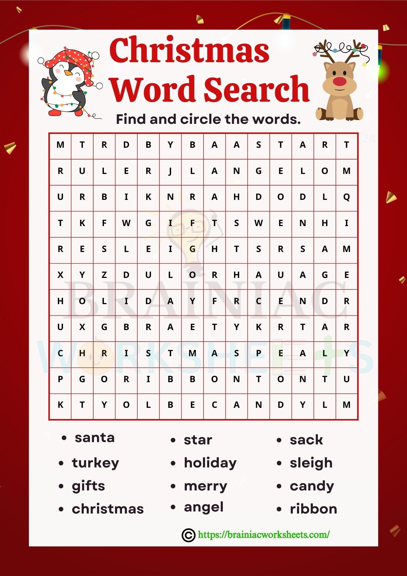 Christmas Word Search Vocabulary English Worksheet For Class 3 ...