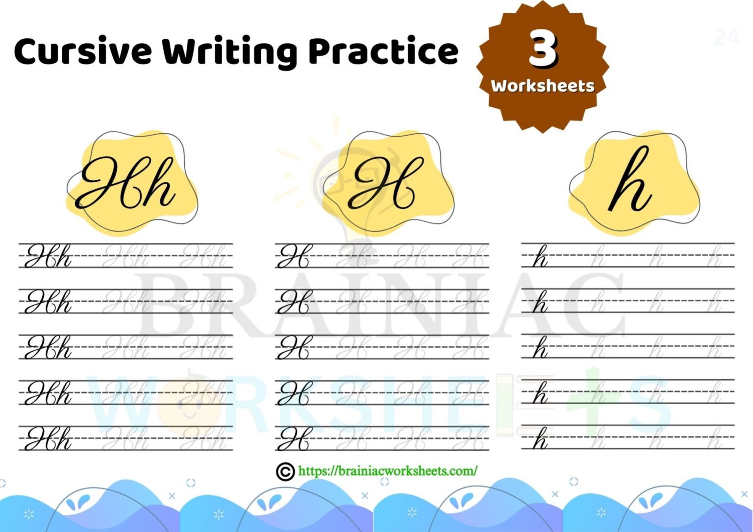 Cursive Writing Practice Capital And Small Letter H Ukg English ...