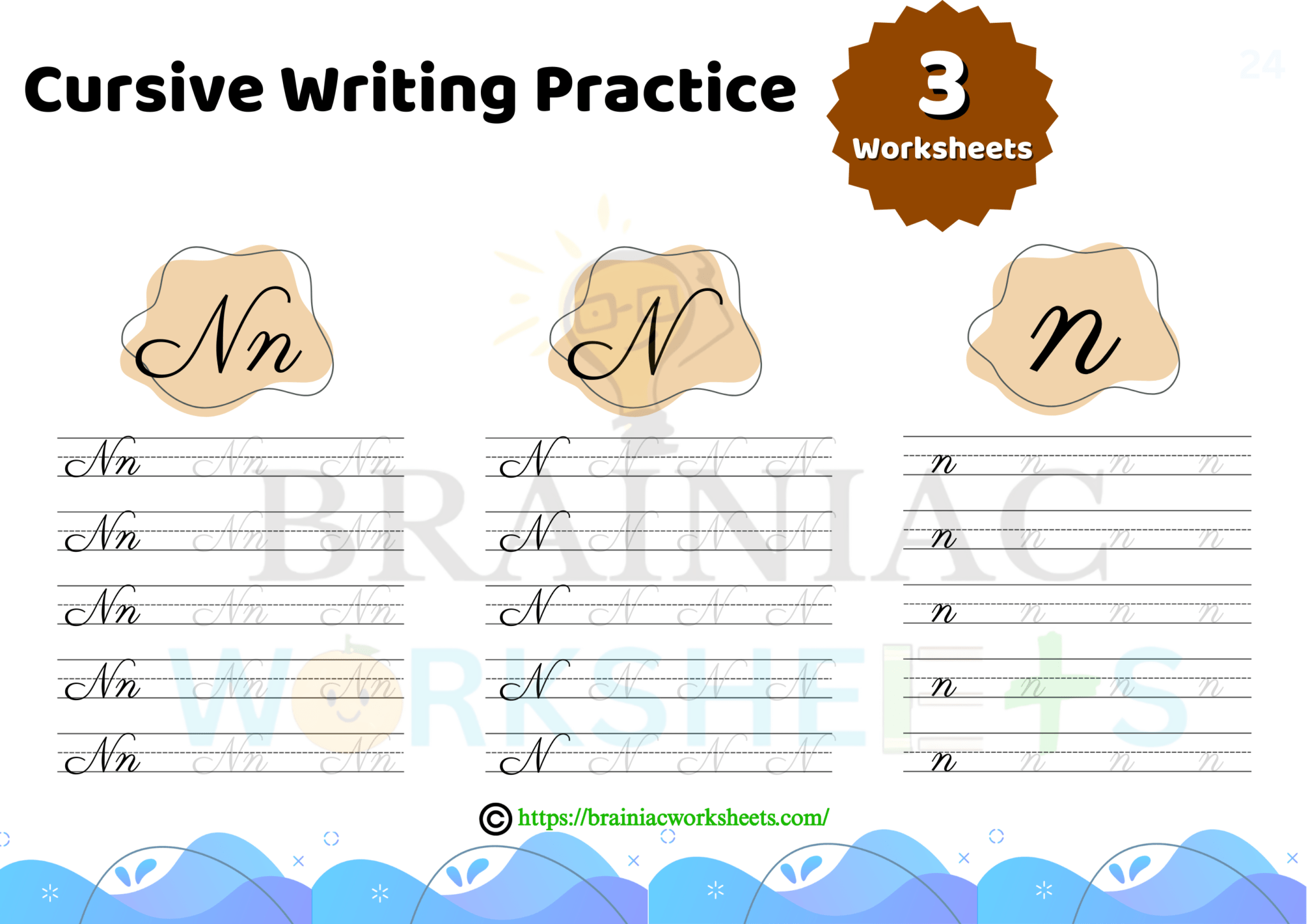 Cursive Writing Practice Capital And Small Letter N Ukg English ...