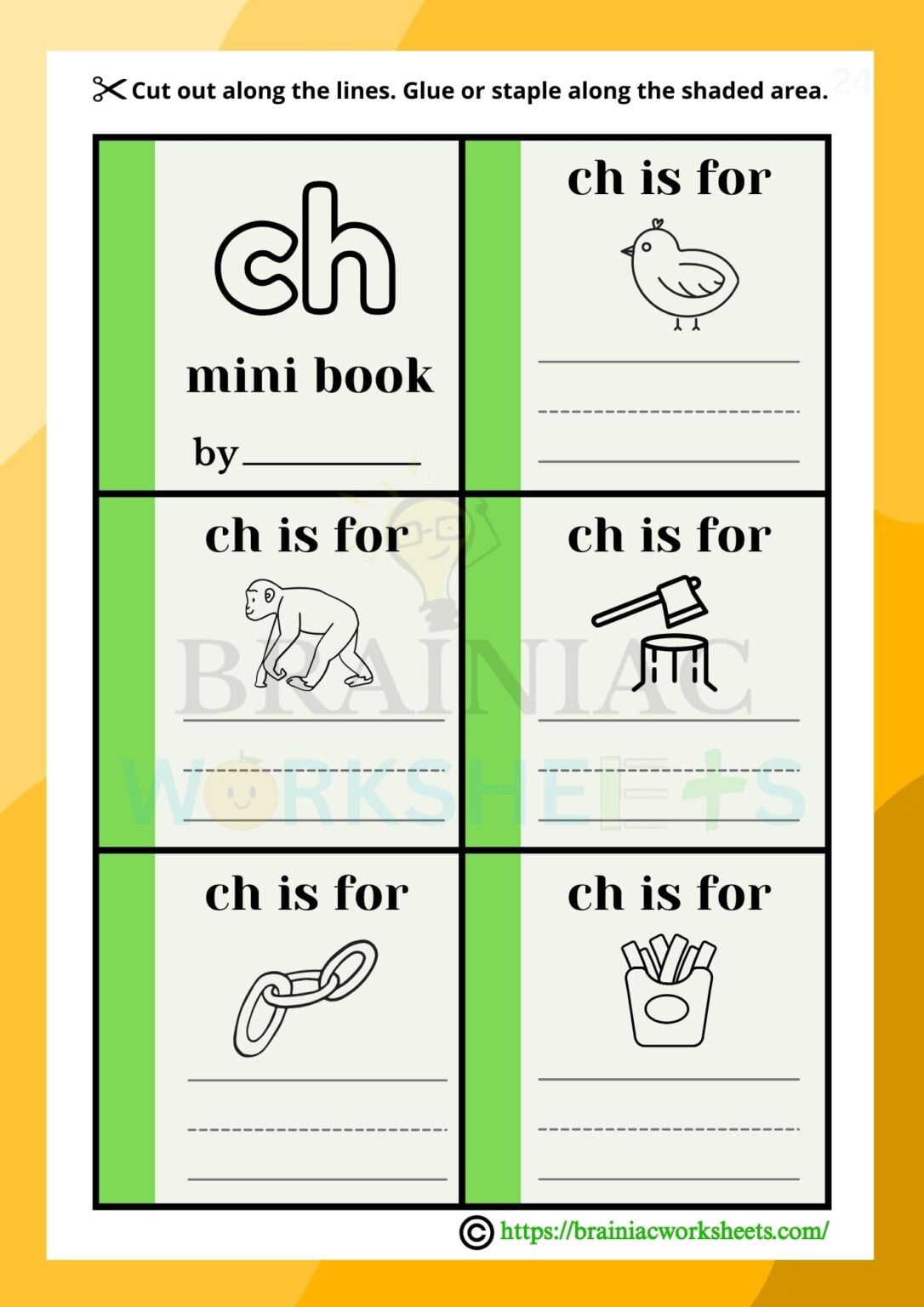 Digraph 'CH' Sound Mini Book Activity Ukg English Worksheet - Brainiac ...