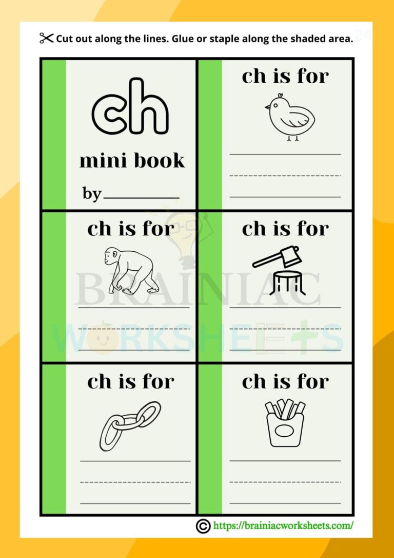 Digraph 'CH' Sound Mini Book Activity Ukg English Worksheet - Brainiac ...