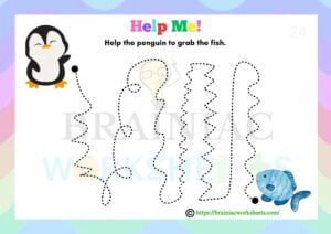 Help The Penguin Tracing Line Drawing Sheet for Class 1 - Brainiac ...