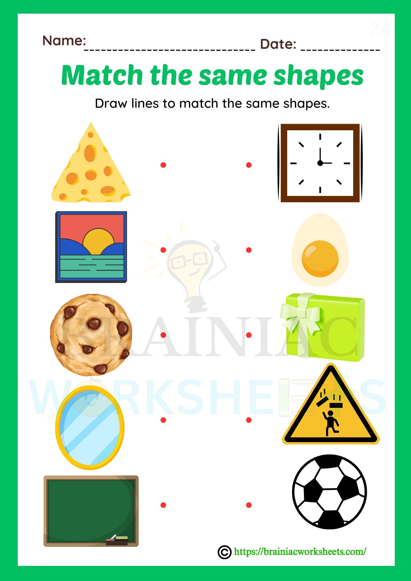 Shape Matching Ukg Maths Worksheet - Brainiac Worksheets