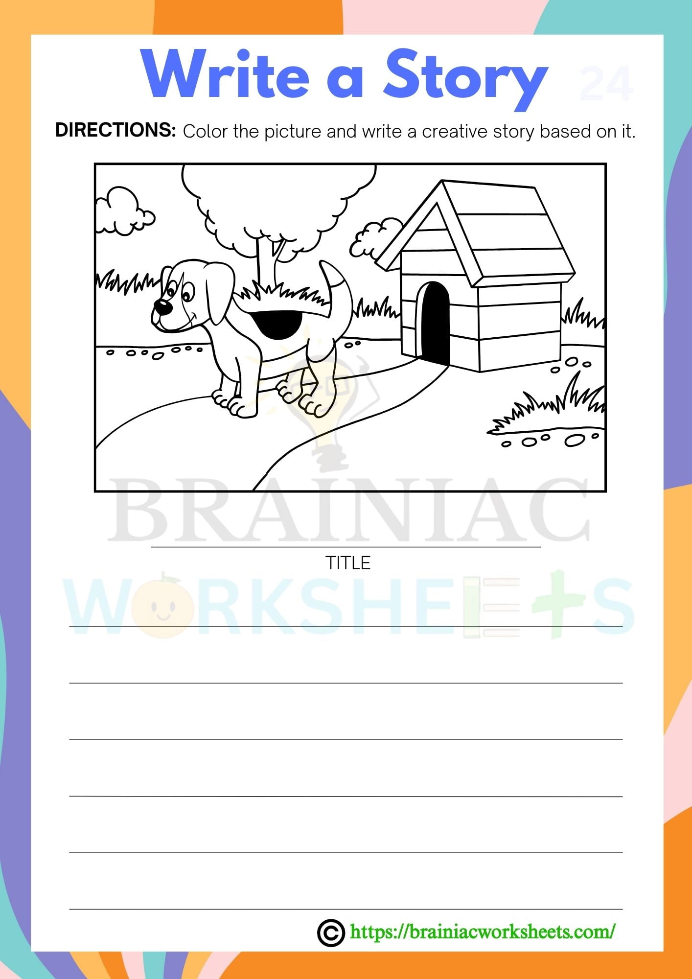 Story Writing And Picture Coloring Activity English Worksheet For Class ...
