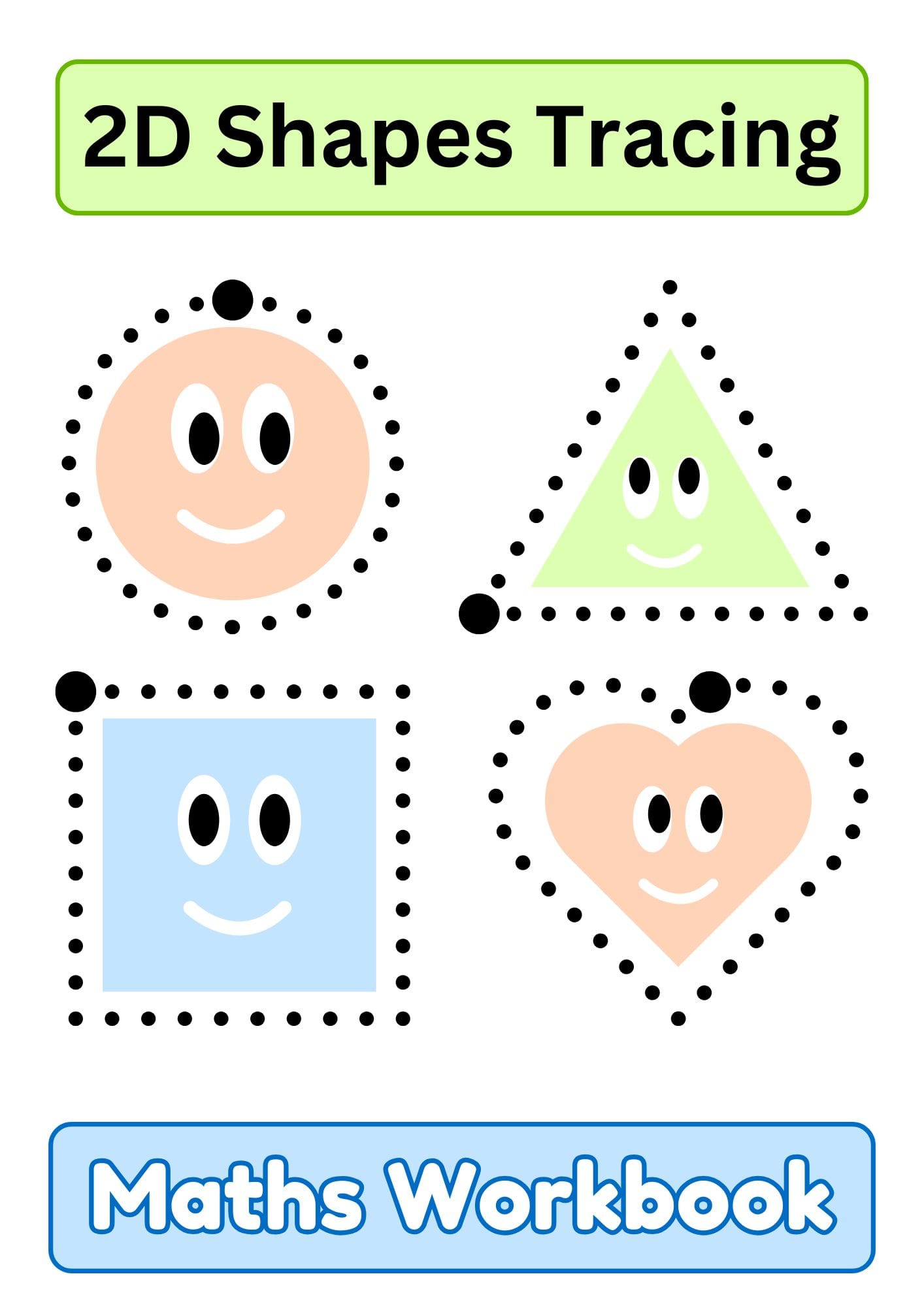 2D Shapes Tracing Ukg Maths Workbook - Brainiac Worksheets