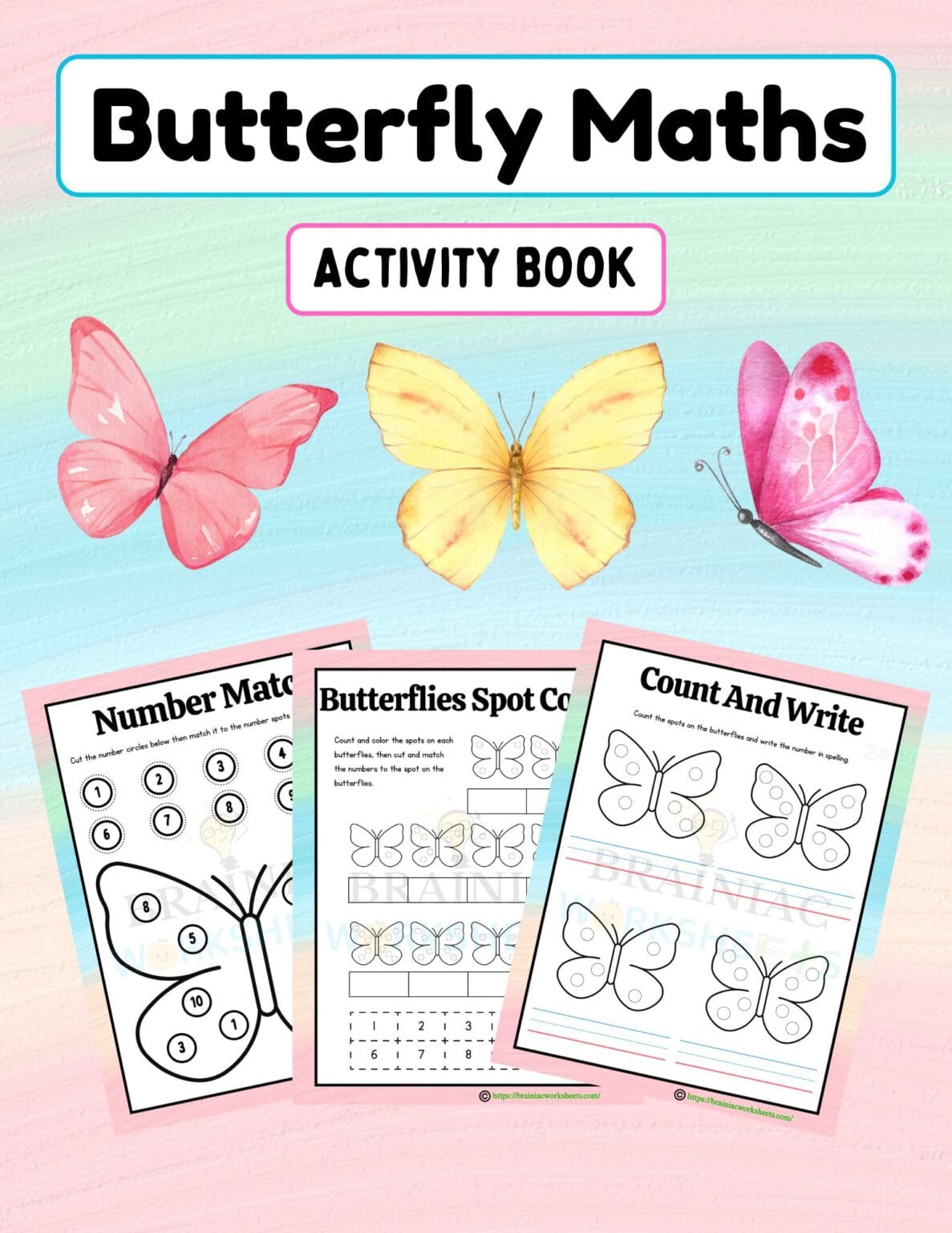 Butterfly Counting Activity Ukg Maths Workbook - Brainiac Worksheets