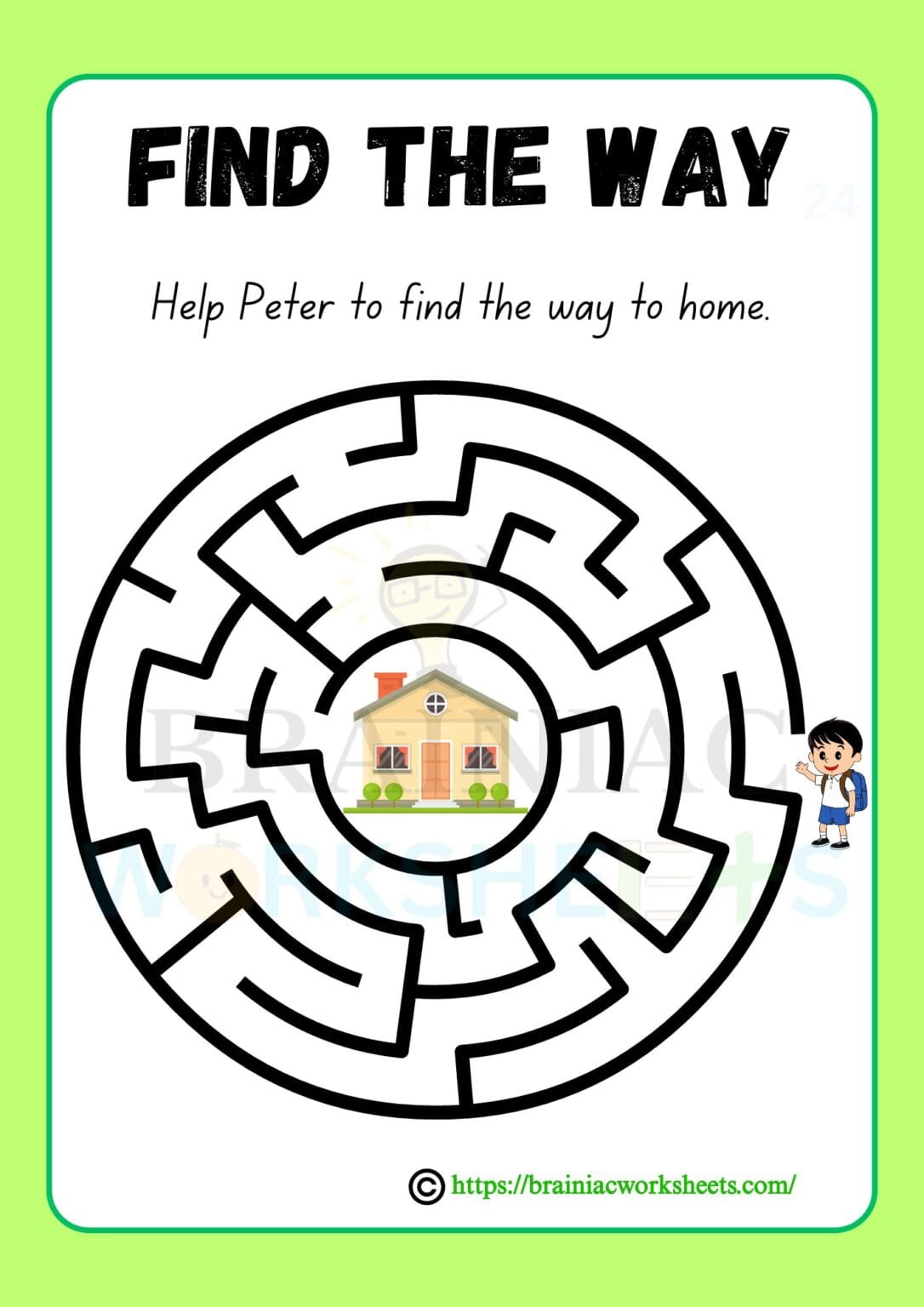 Find The Way IQ Maze Worksheet For Class 1 - Brainiac Worksheets
