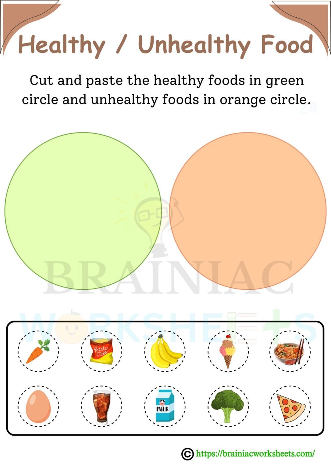 Healthy And Unhealthy Food Sorting Science Worksheet For Class 1 ...