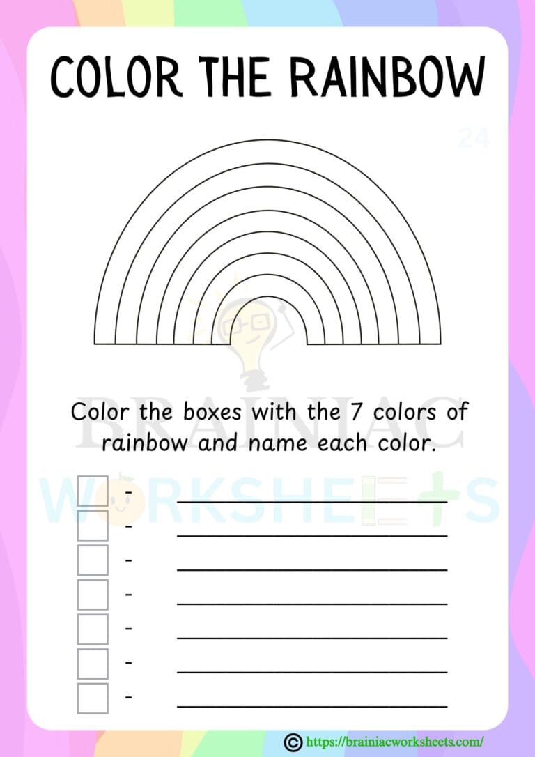 Rainbow Coloring Activity Ukg Drawing Sheet - Brainiac Worksheets