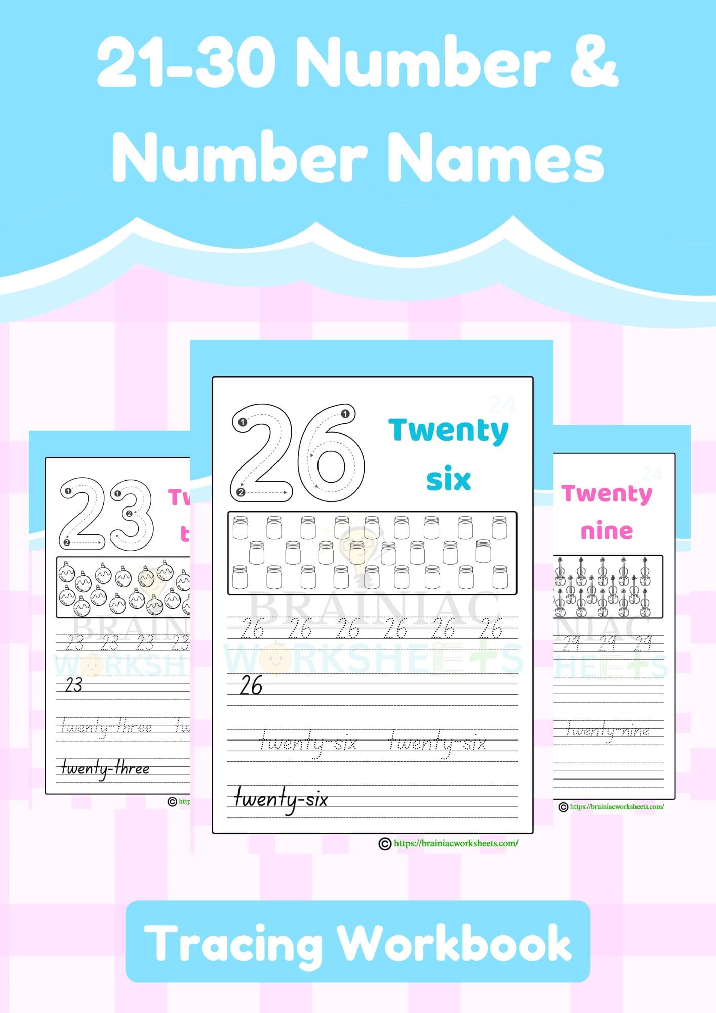 21-30 Number And Number Names Tracing Ukg Maths Workbook - Brainiac ...