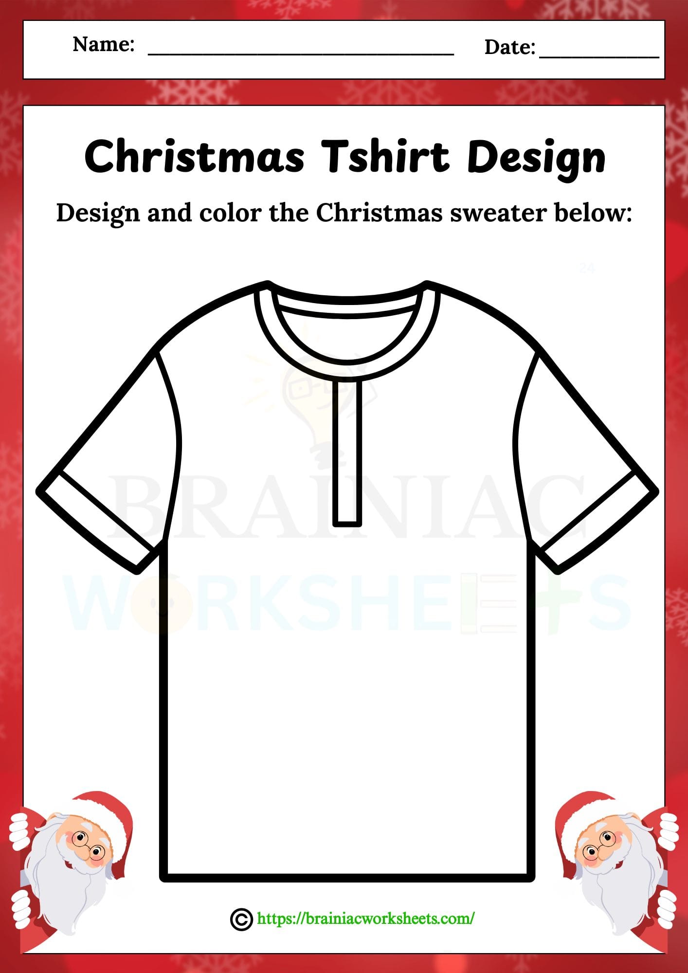 Christmas Sweater Design Drawing Worksheet For Class 3 - Brainiac ...