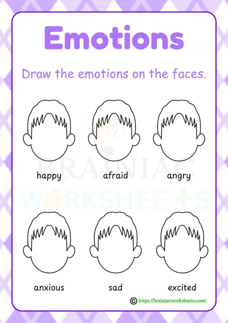 Emotions Drawing English Worksheet For Class 3 - Brainiac Worksheets