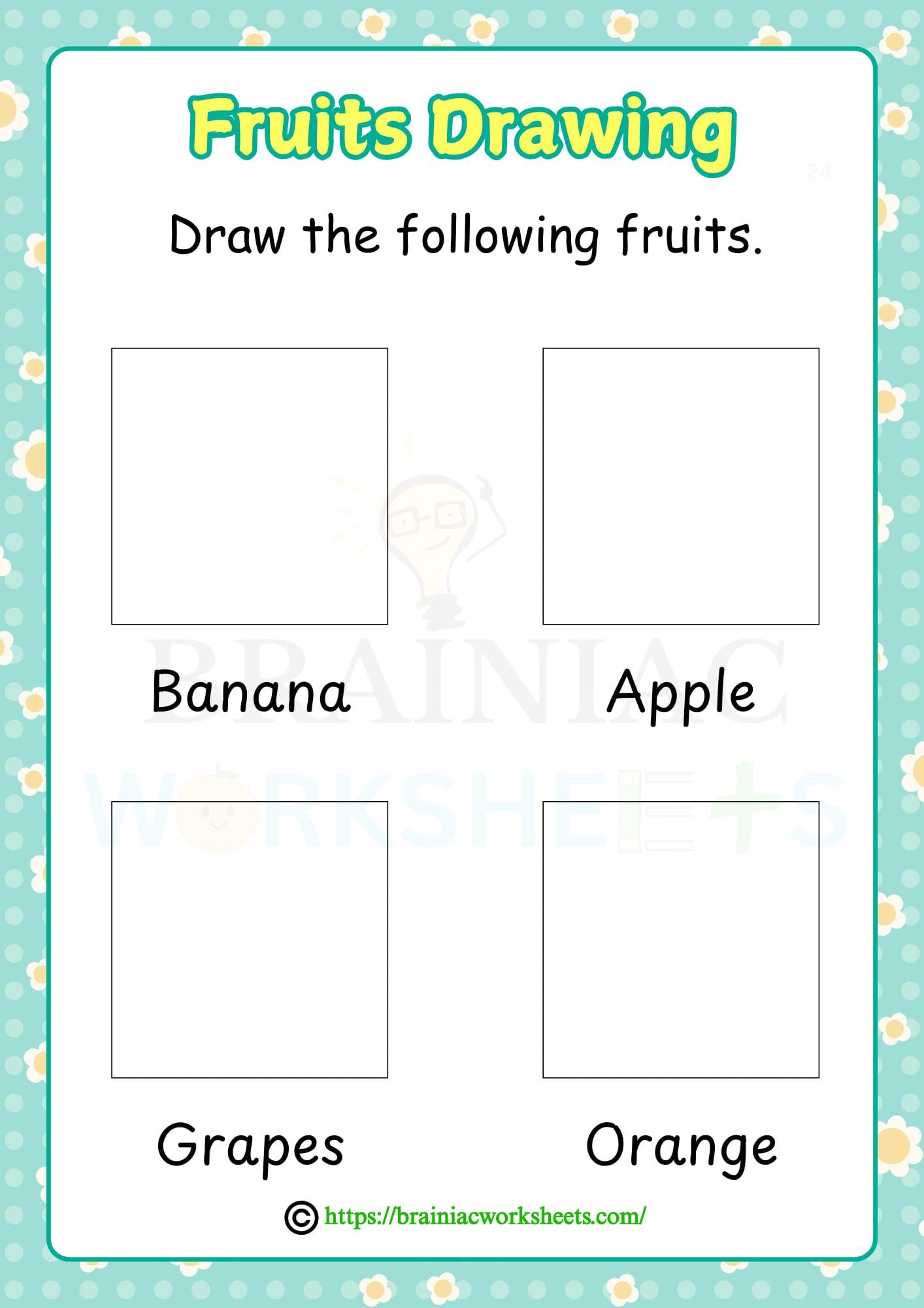 Fruits Drawing Worksheet For Class 1 - Brainiac Worksheets