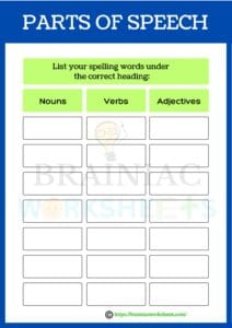 Parts of Speech Noun Verb Adjective English Worksheet For Class 4 ...