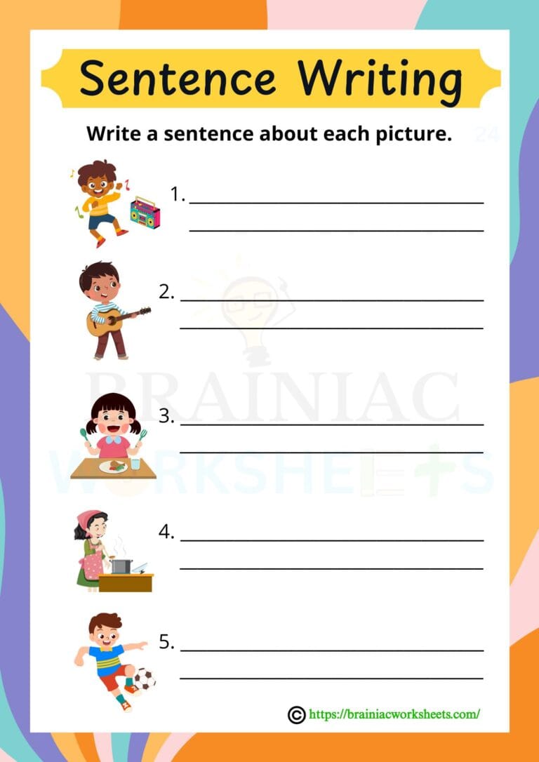 Picture Sentence Writing English Worksheet For Class 2 - Brainiac ...