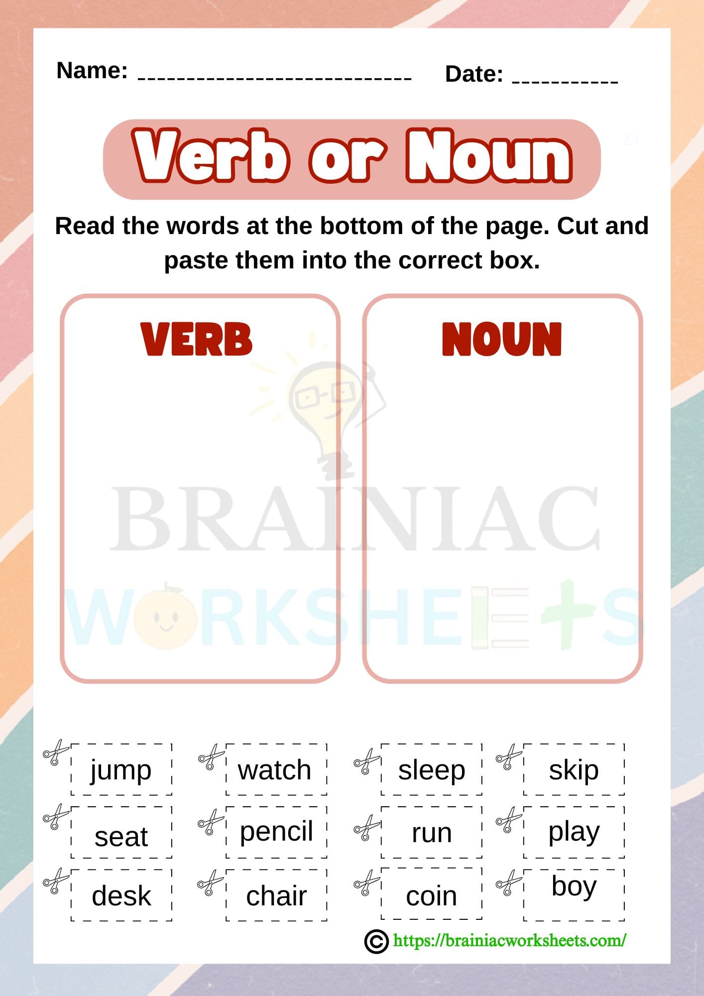 Noun Vs Verb Worksheets Grade 3 Verb Worksheets | Free Printables