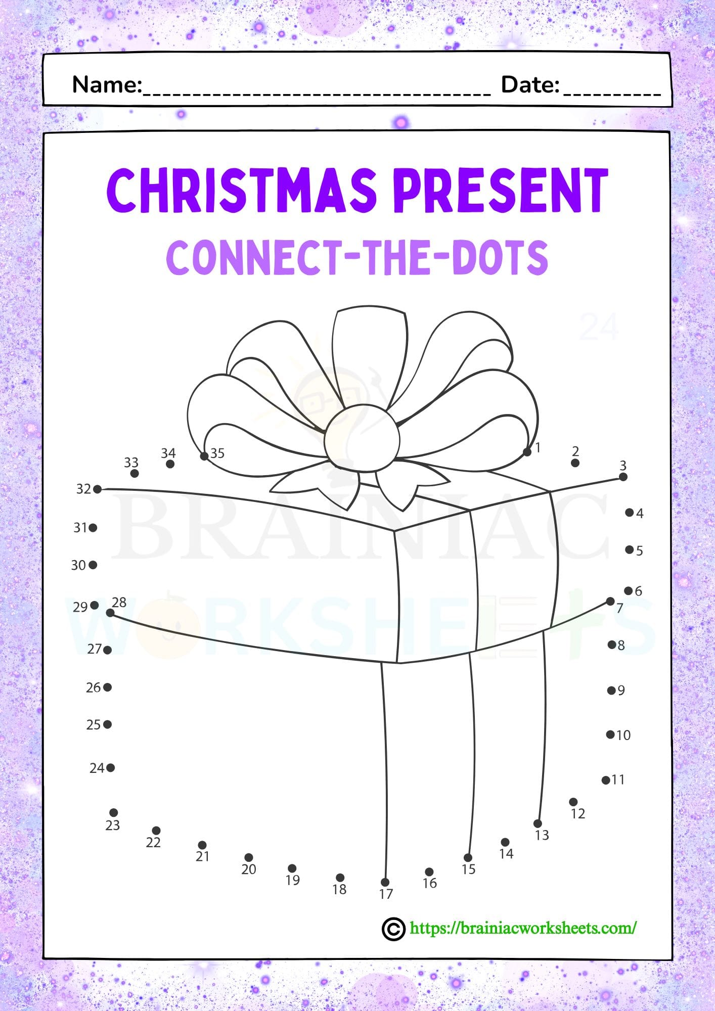 Christmas Present Connect The Dots Christmas Drawing Worksheet For ...