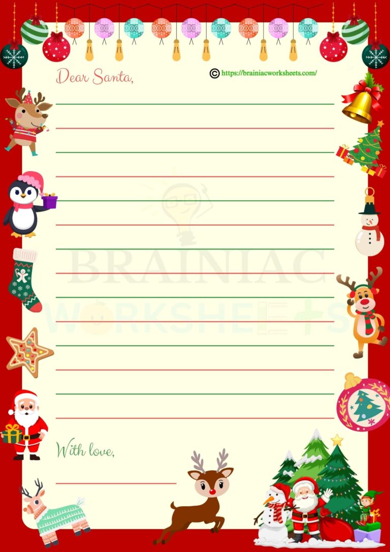 Dear Santa Letter Writing English Worksheet For Class 4 - Brainiac ...