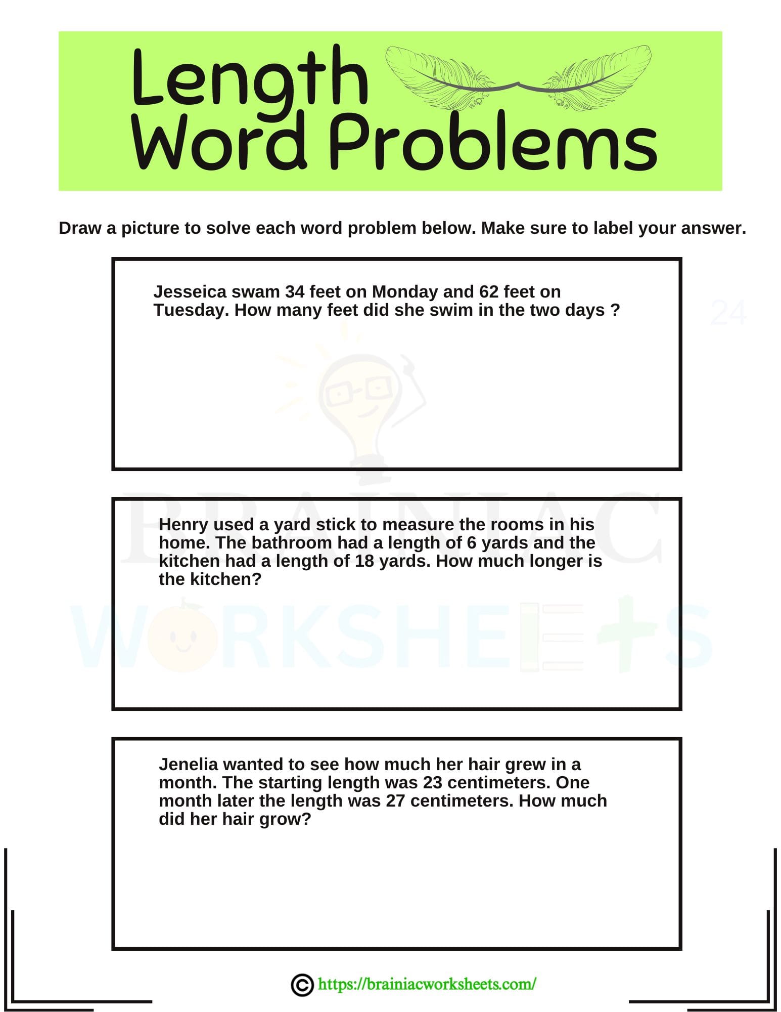 Length Addition And Subtraction Word Problems Maths Worksheet For Class ...