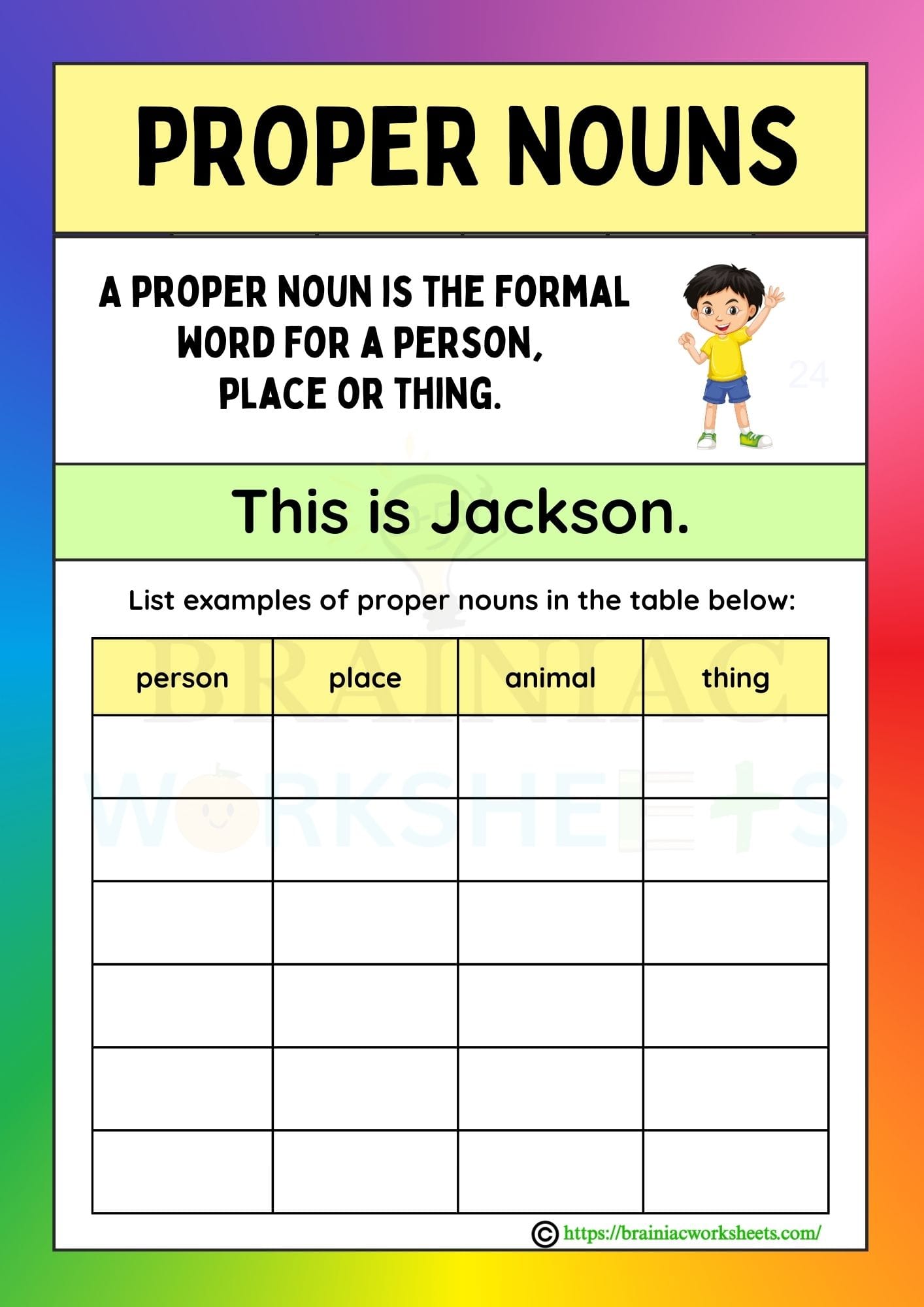 Proper Nouns English Worksheet For Class 3 - Brainiac Worksheets