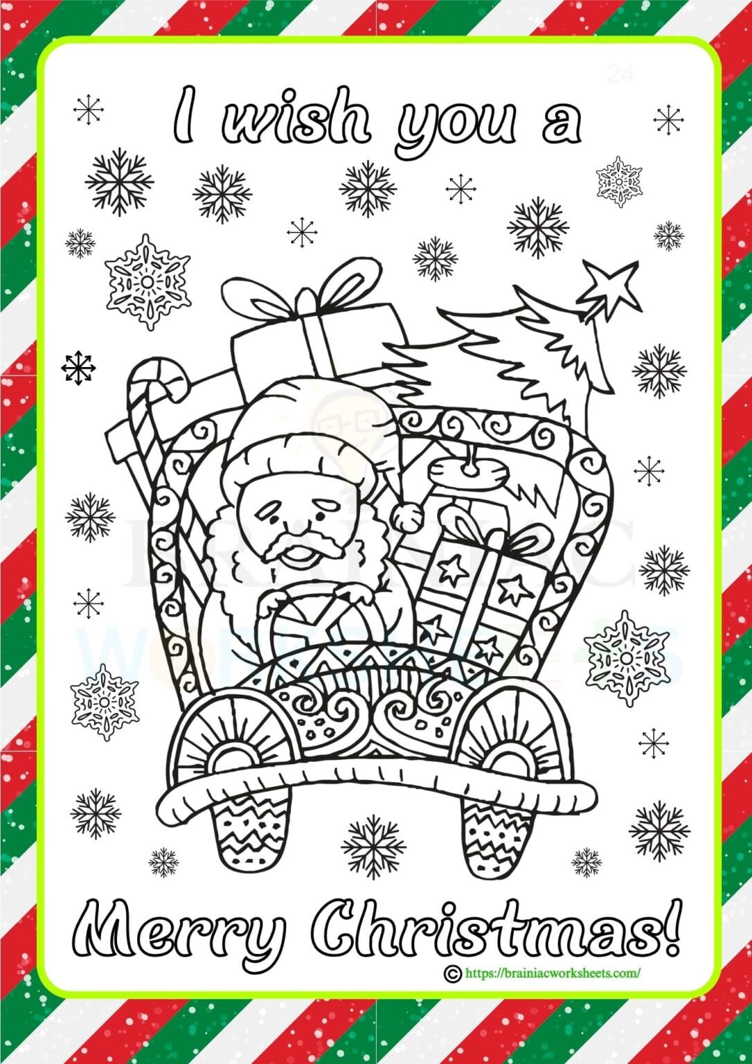 Santa Coloring Page Christmas Drawing Worksheet For Class 2 - Brainiac ...