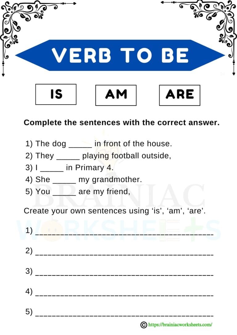 Verb To Be Is Am Are Activities English Worksheet For Class 3 ...