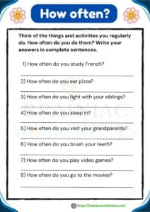 How Often Activities English Worksheet For Class 3 - Brainiac Worksheets
