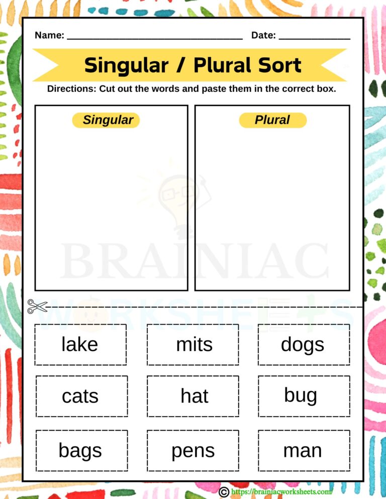 Singular And Plural Noun Sort Cut And Paste English Worksheet For Class ...