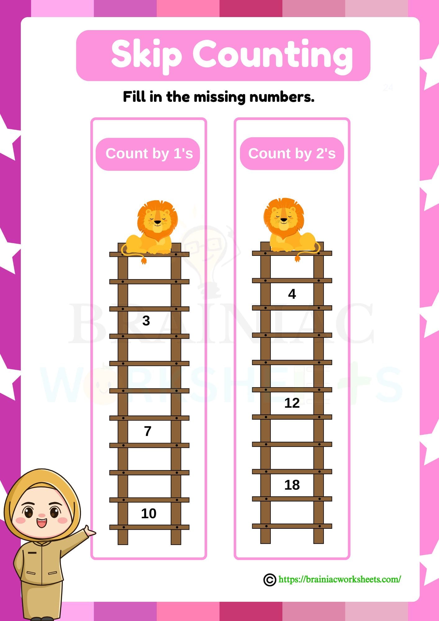 Skip Counting Games 1s And 2s Maths Worksheet For Class 1 - Brainiac ...