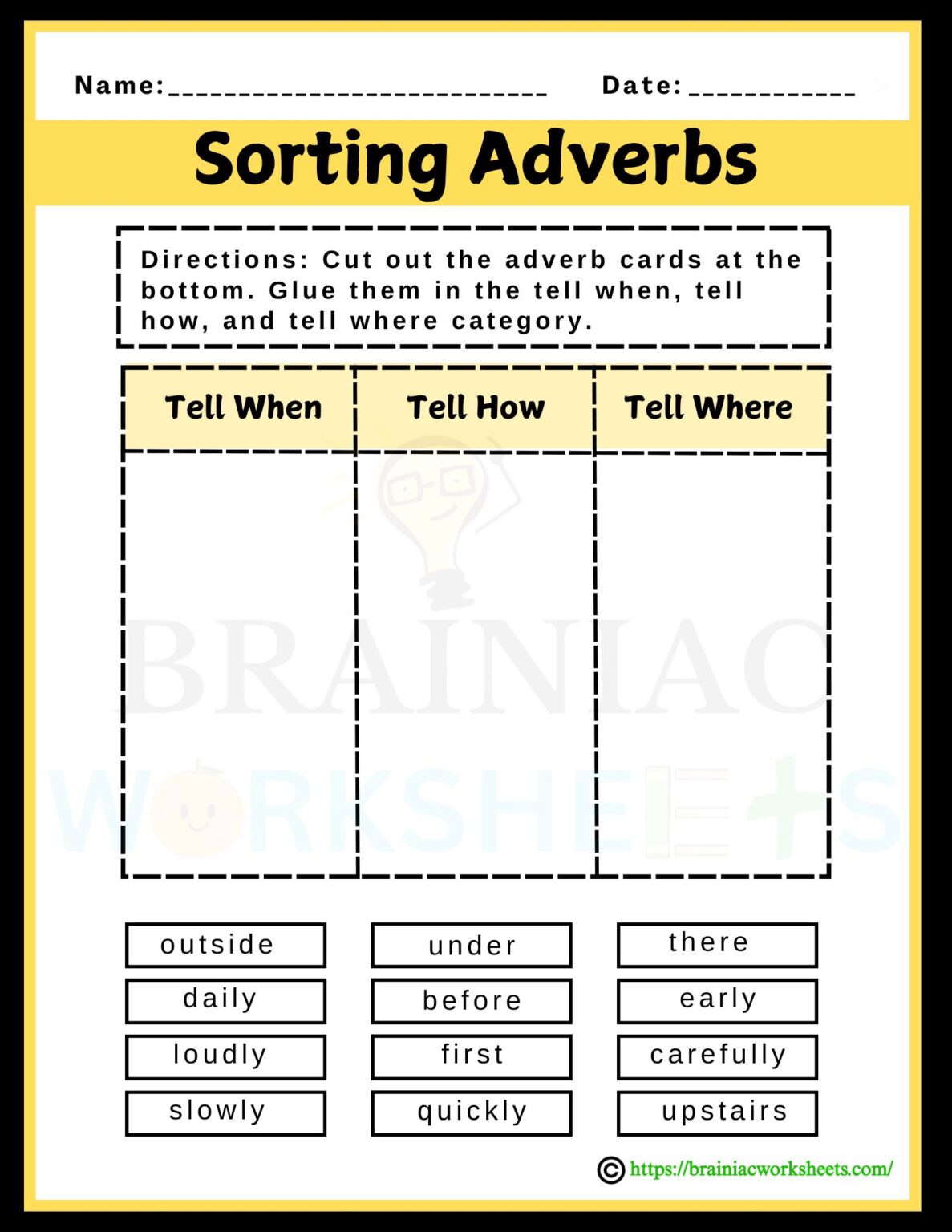 Sorting Adverbs When How Where English Worksheet For Class 4 - Brainiac ...