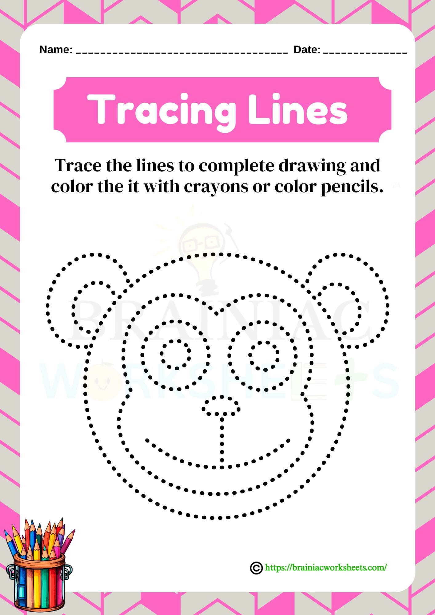 Tracing Lines Monkey Face Drawing Worksheet For Class 1 - Brainiac ...