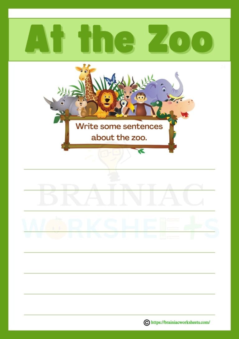 Zoo Animals Sentence Writing English Worksheet For Class 1 - Brainiac ...