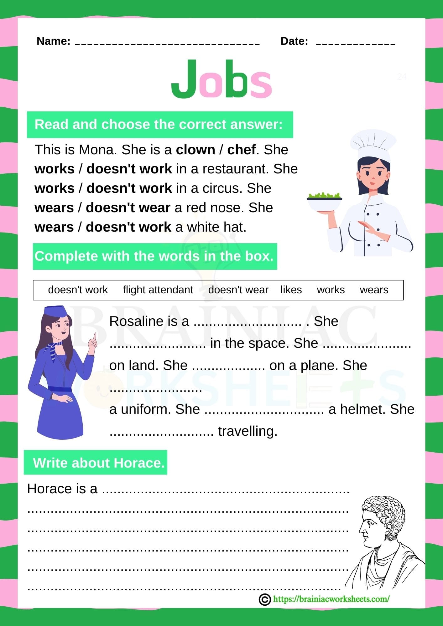 Jobs And Occupations Simple Present Tense English Worksheet For Class 3 ...