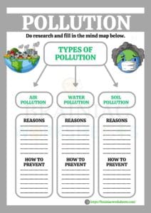 Types Of Pollution Research Project EVS Worksheet For Class 4 ...