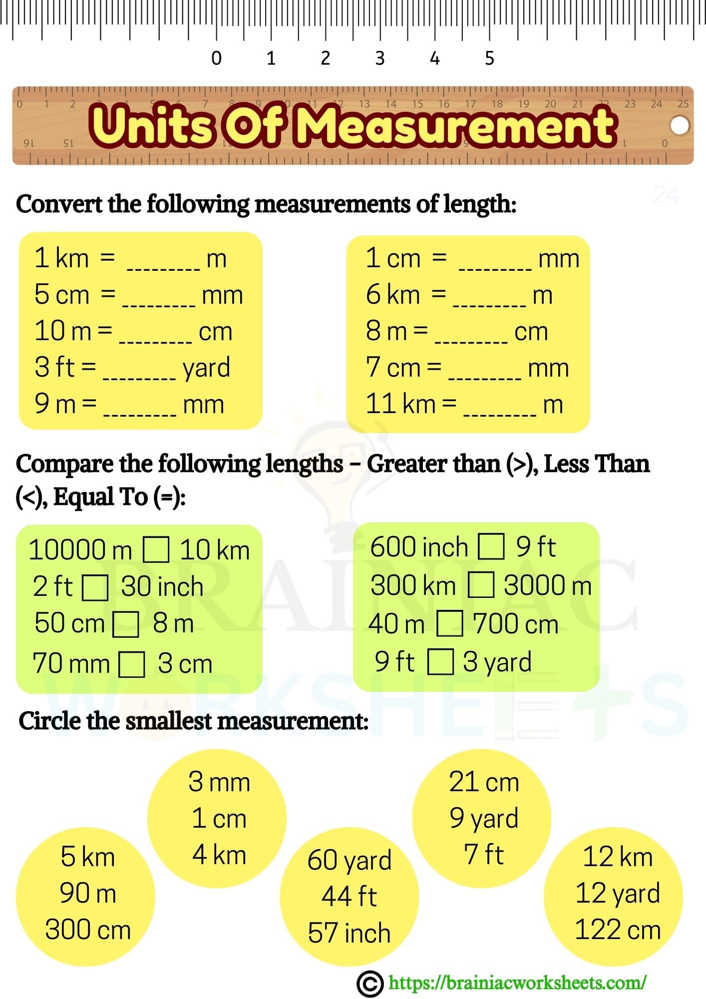 Measurement Maths Worksheets